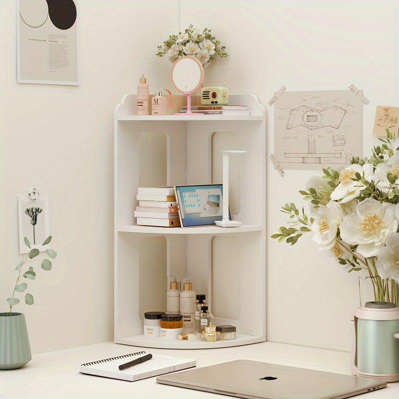 Plastic Corner Shelf Storage Organizer Multi tier Dorm Bedside Rack Space Saving Desktop Shelving Unit for Bedroom Wall Corner Books Cosmetics