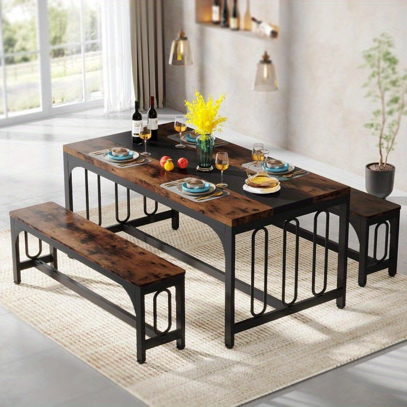 kitchen table 2 benches dining table set 4 6 space saving Temu