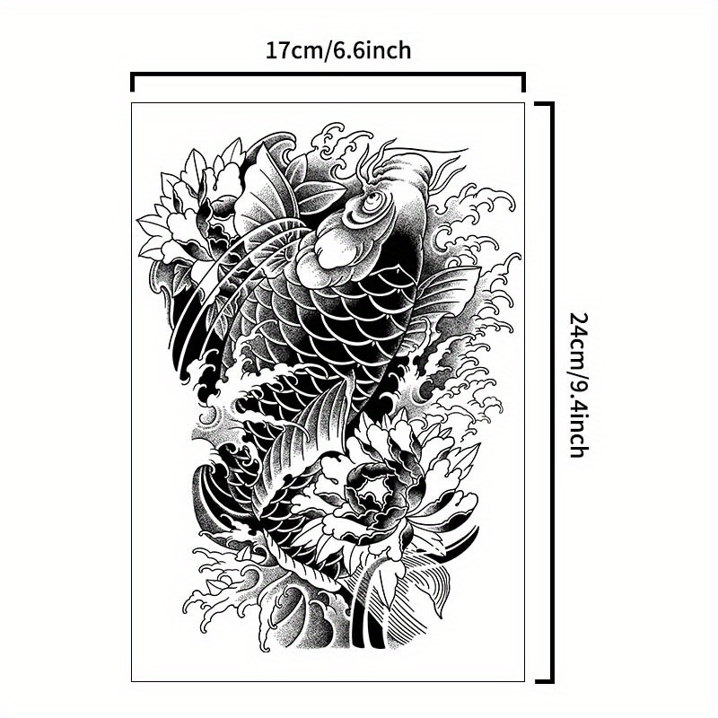 Japanese Koi Fish Temporary Tattoo Stickers Men Women Water - Temu United