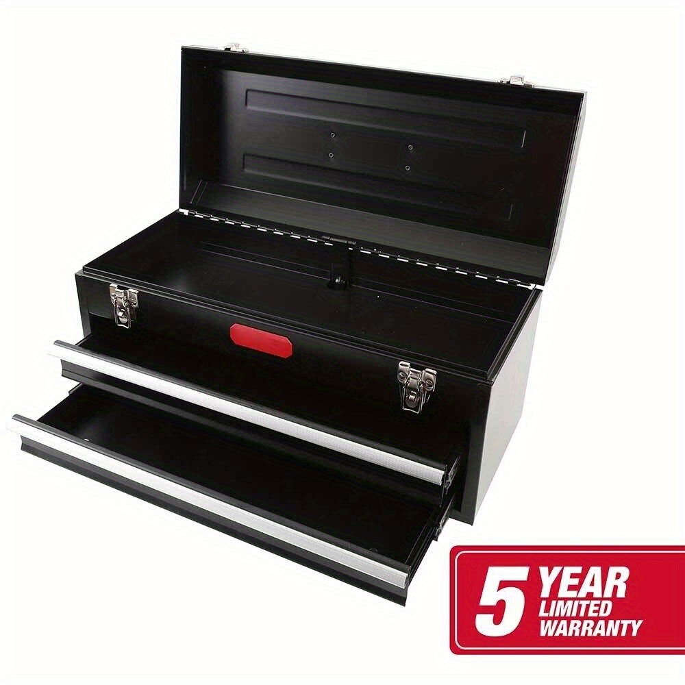2 drawer Tool Box Tool Chest Flip Lid Black Steel - Temu