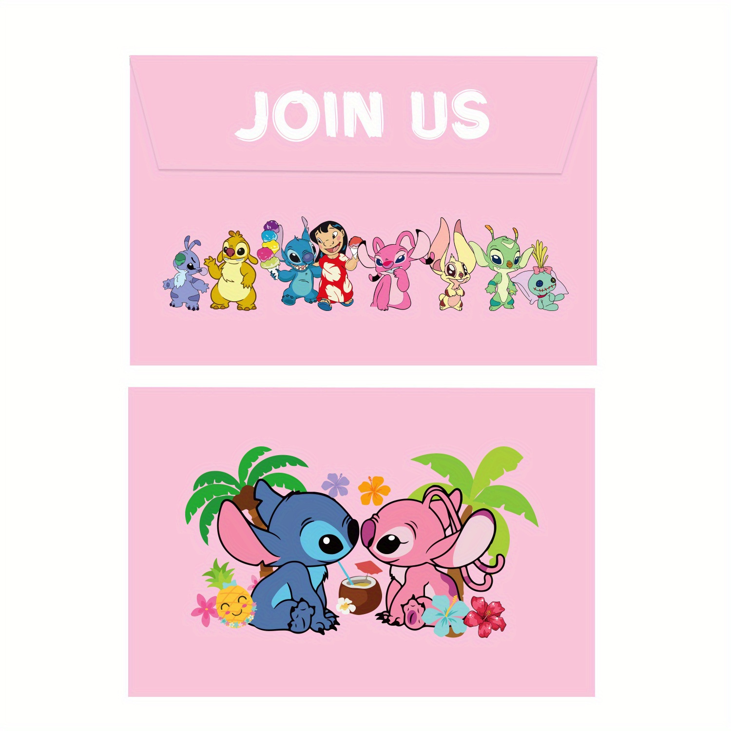 Stitch Pink Birthday Party Invitation Cards - Temu
