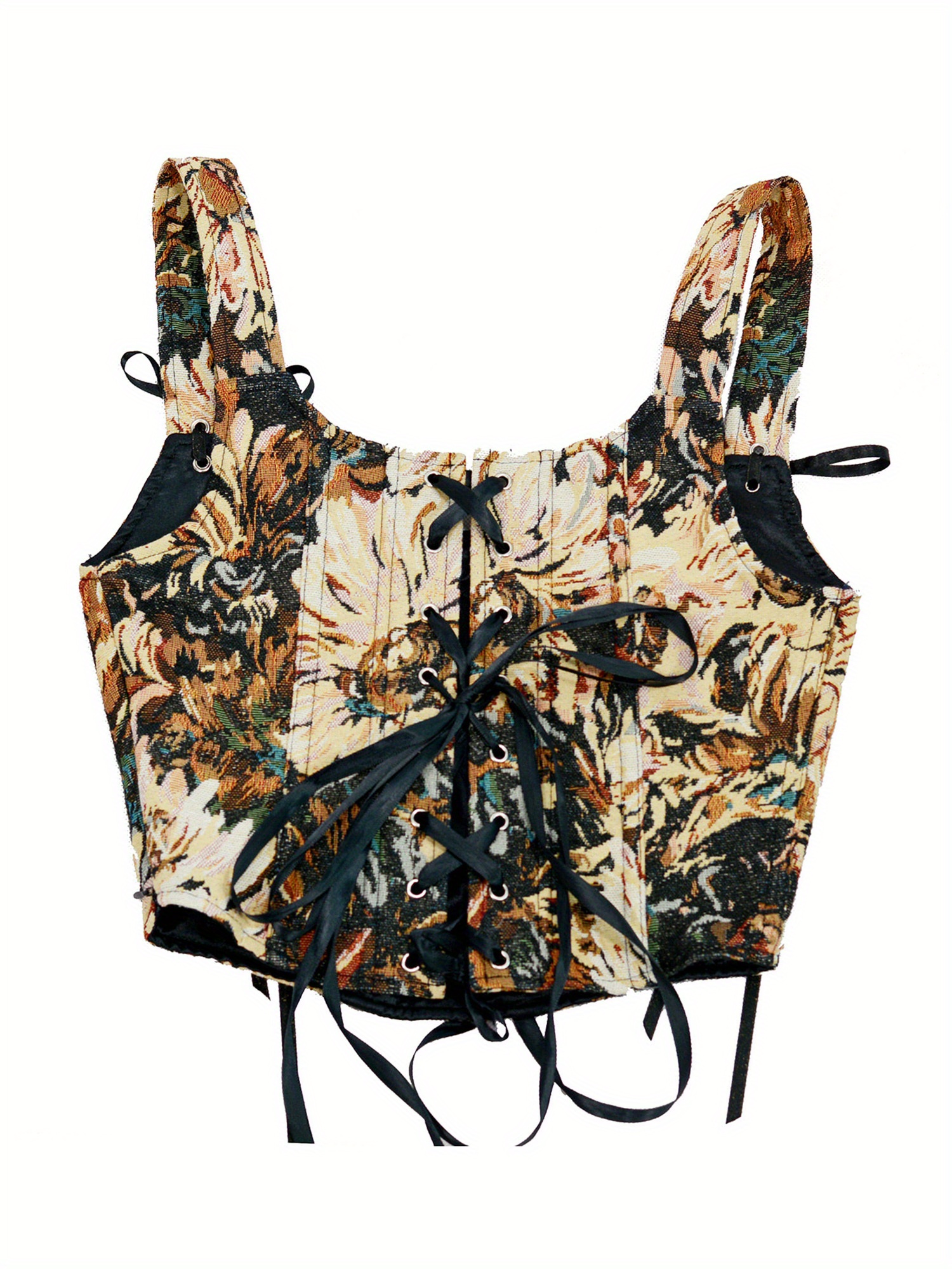 women cropped corset tank tops casual summer vintage floral - Temu