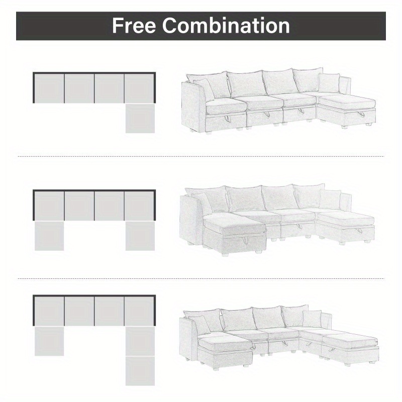 Modular Sectional Sofa Convertible Sofa Couch Storage - Temu