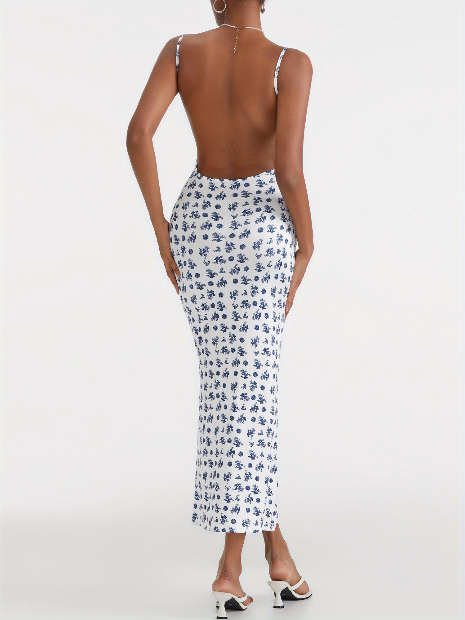 Floral Print Spaghetti Strap Dress Casual Sexy Sleeveless - Temu