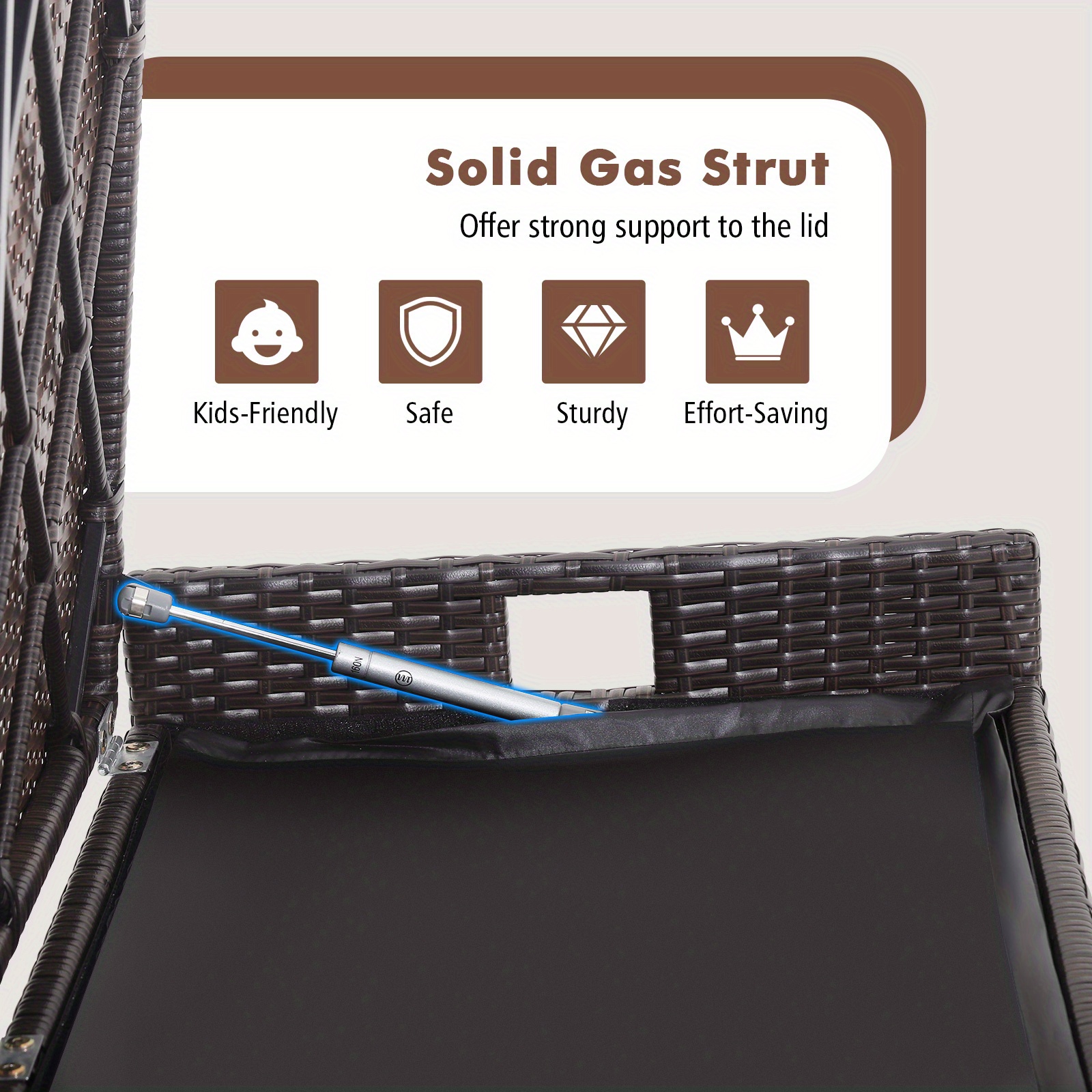 34 Gallon Patio Wicker Storage Deck Box W/cushion - Temu Canada