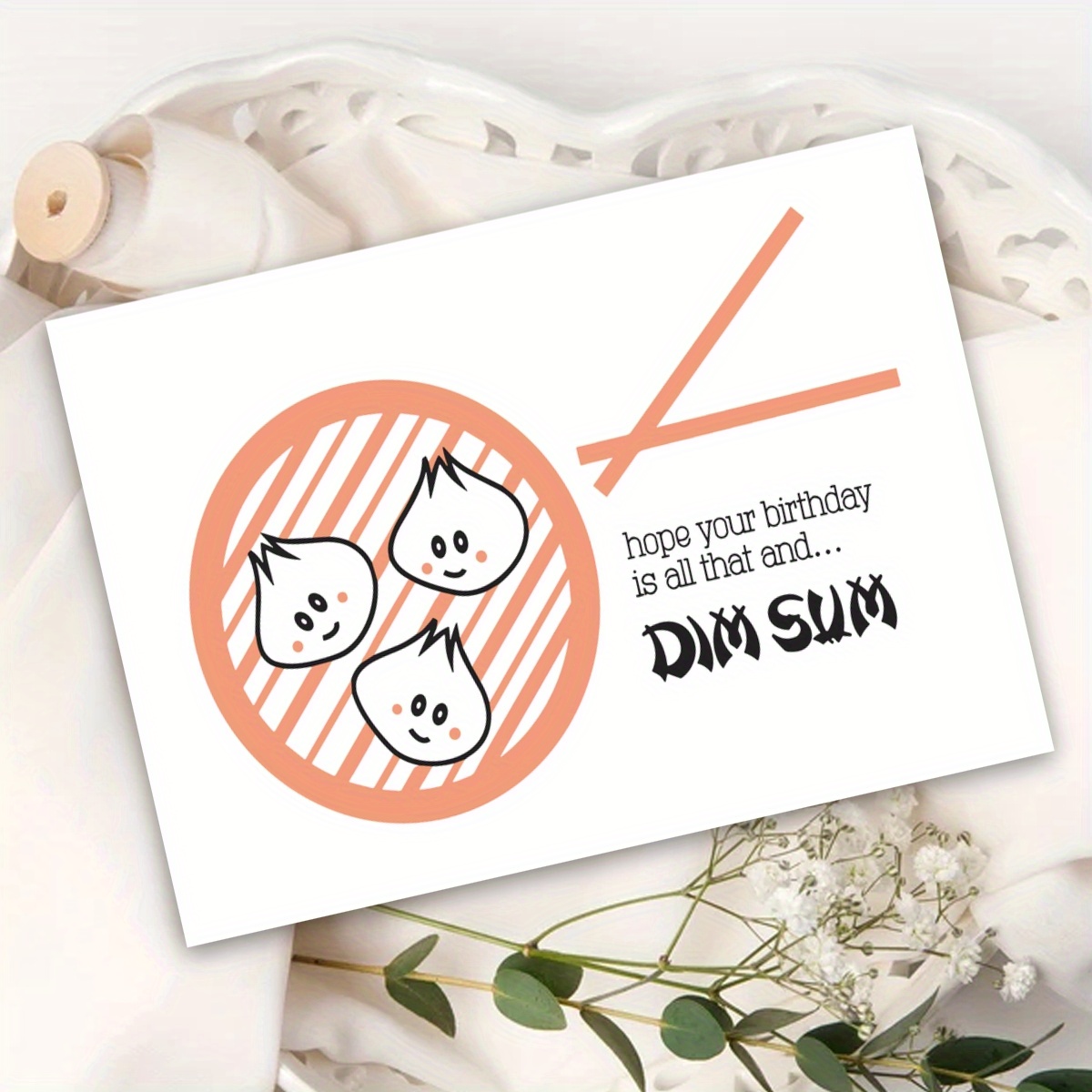 Dim Sum Pun Birthday Greeting Card Envelope Humorous Foodie - Temu