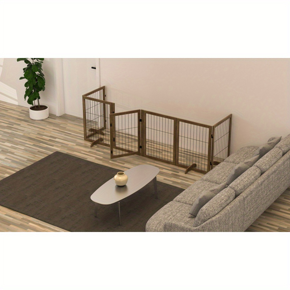 Dog Gate Door Pet Dog Fence Barrier 6 Panels Wide Tall - Temu
