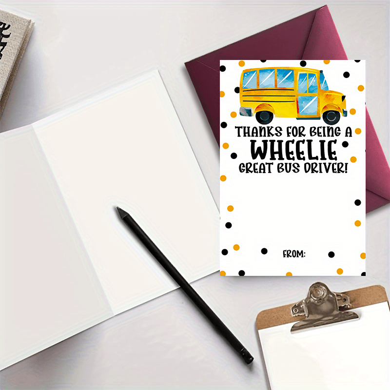 Thank A Great Bus Driver Yellow School Bus Themed Greeting - Temu