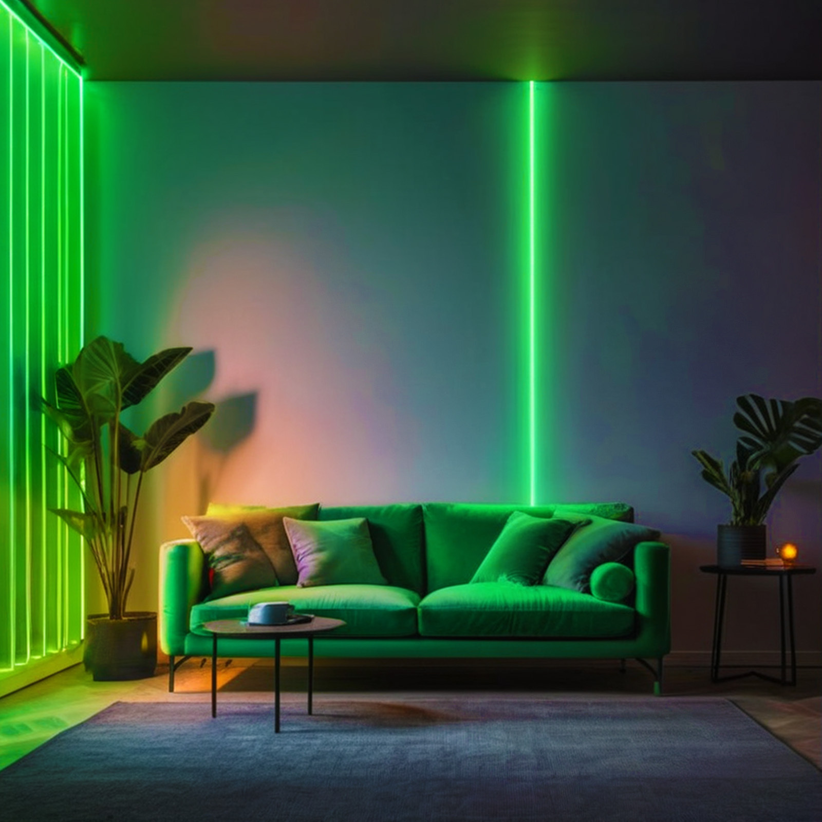 Cuttable Green Led Neon Ribbon 2835 Beads Ambient Light Usb - Temu