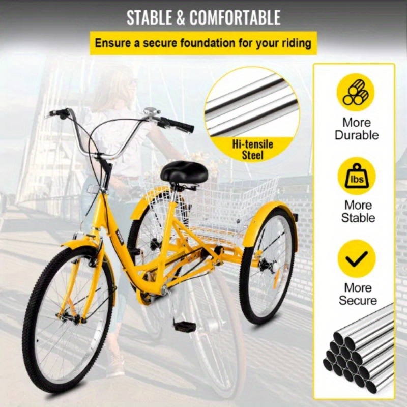 Yellow Adult Tricycle 3 Wheel Bikes Foldable - Temu