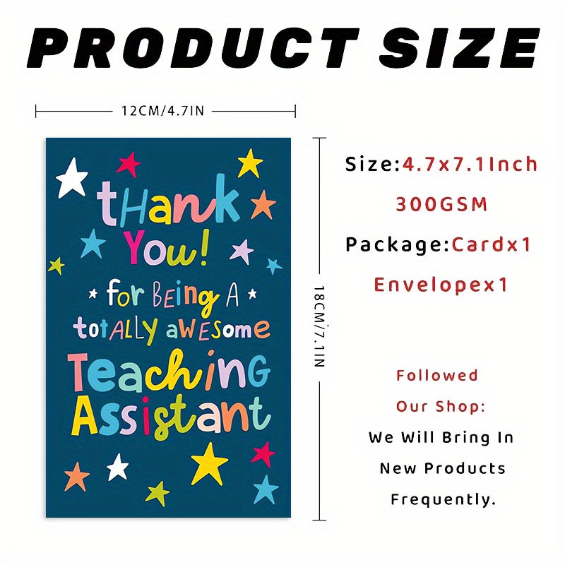 Appreciation Greeting Card Teacher Thank Teaching Assistant - Temu
