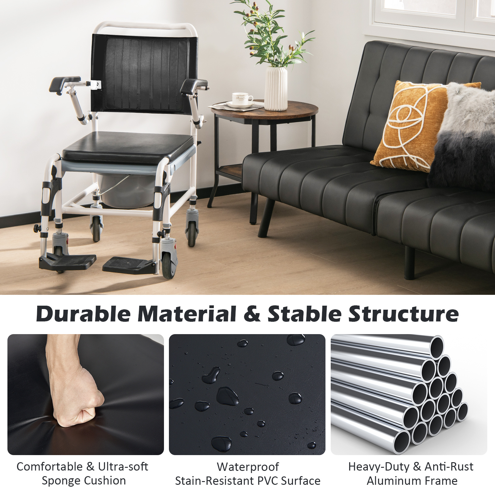 4 in 1 Bedside W/ Wheel Commode - Temu