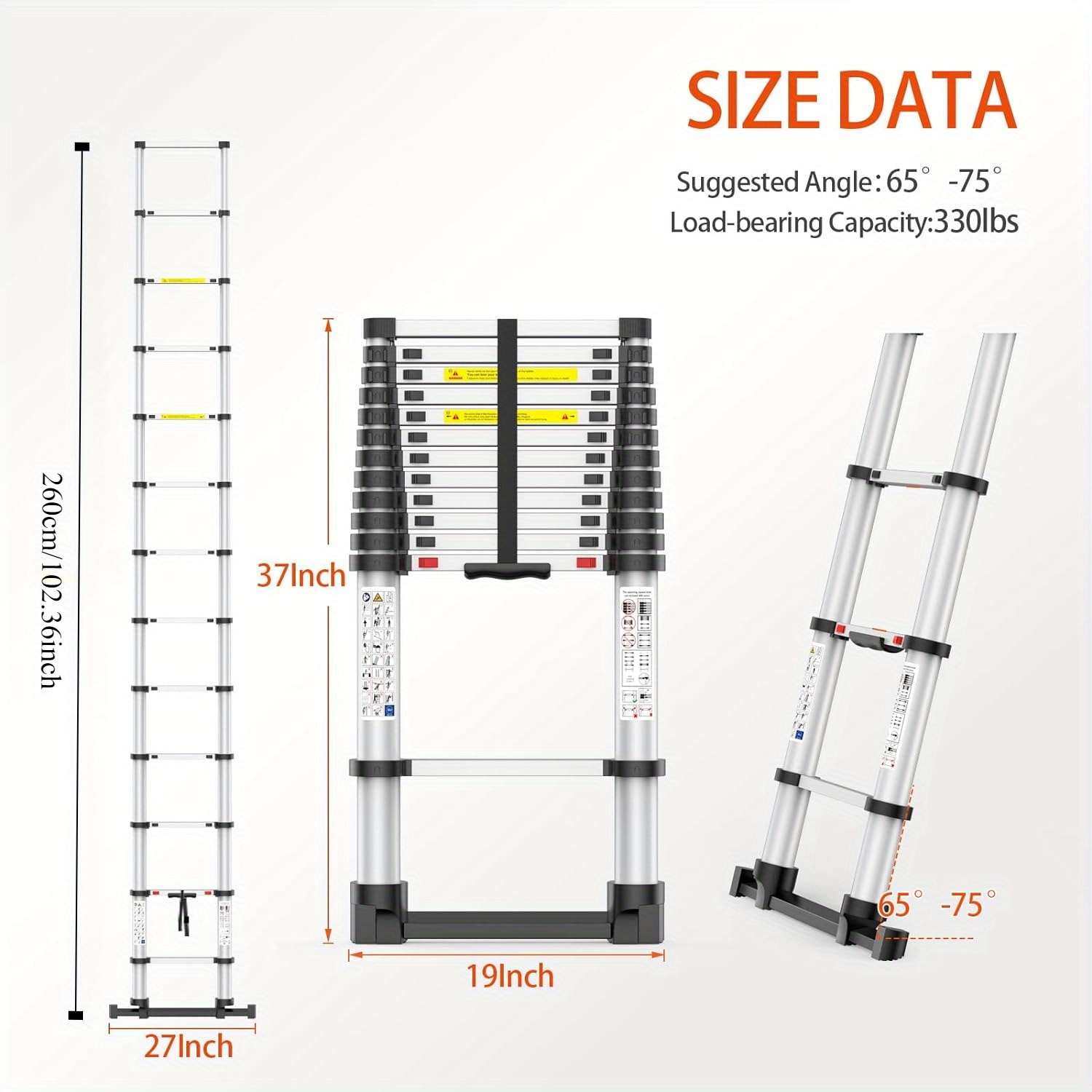 2.6 Meter Telescopic Ladder Foldable Ladder Bottom - Temu