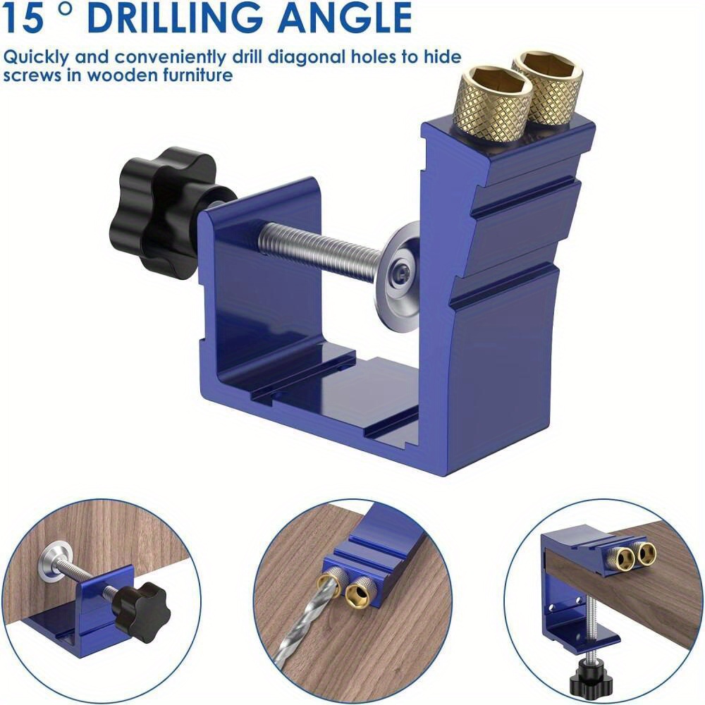 pocket hole jig adjustable locator 15degree angle hole drill Temu