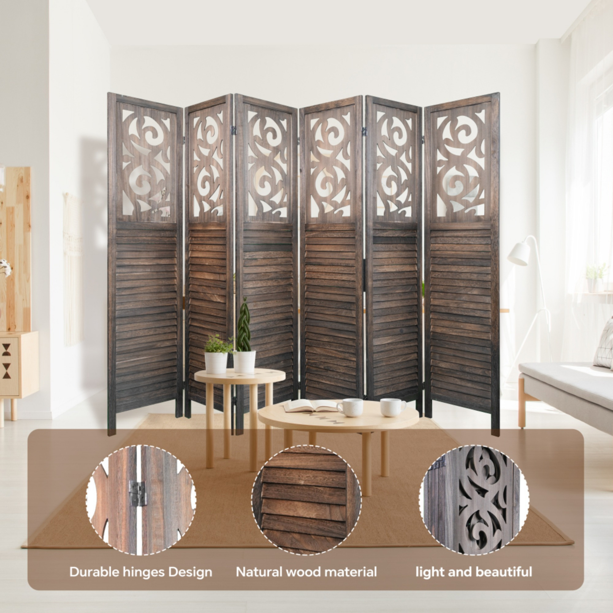 8 Panel Room Dividers Carved Wood Room Divider Partition - Temu
