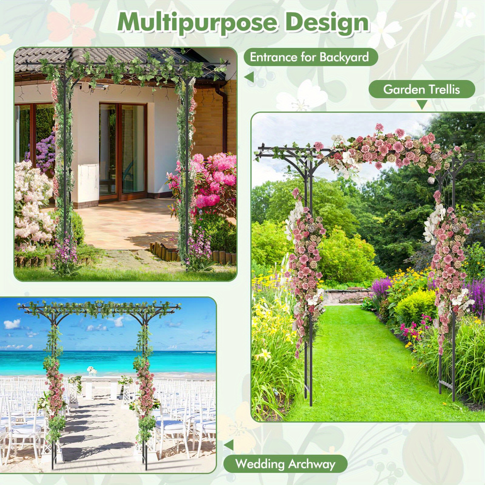 garden arch w/ trellises extended roof - Temu