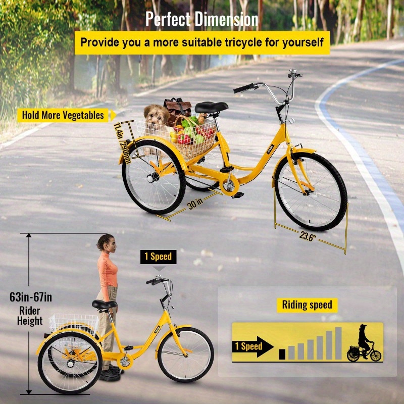 Yellow Adult Tricycle 1 speed 3 Wheel Bikes Foldable - Temu