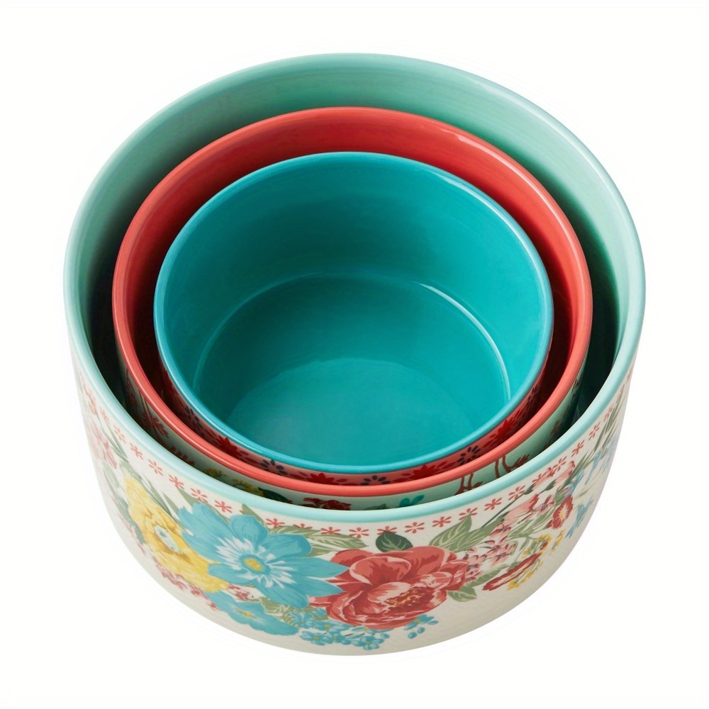 Round Ceramic Bake Store Nesting Bowls Set - Temu