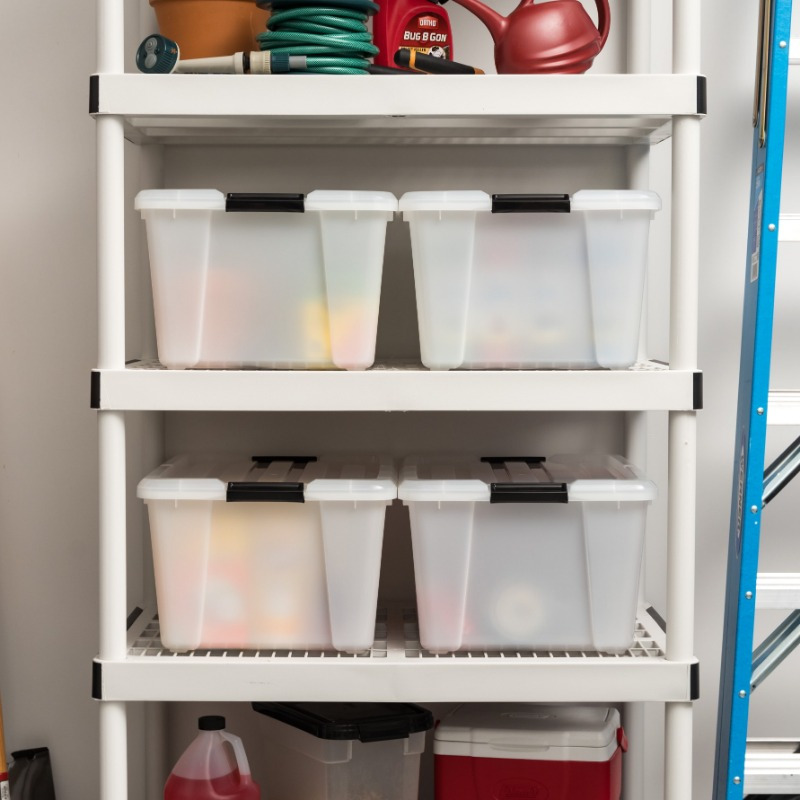 45 Qt. Plastic Storage Bins Lids Pearl Latching Stackable - Temu