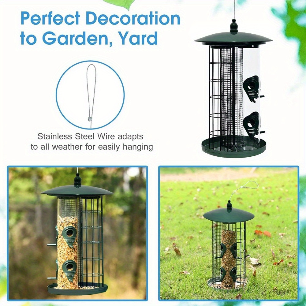 3 in 1 Metal Hanging Wild Bird Feeder Outdoor W/3 Feeding - Temu