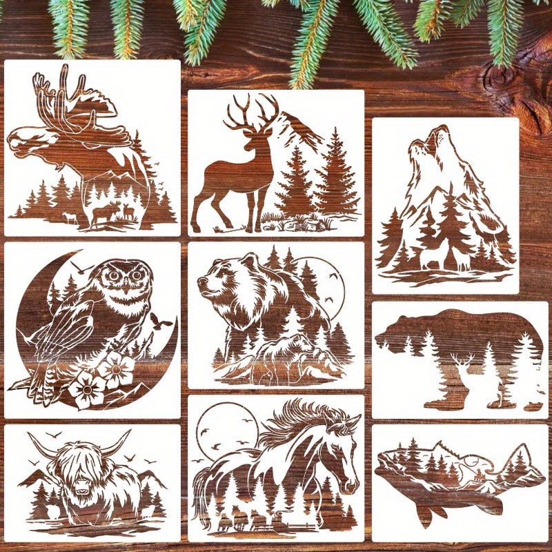 animal wood burning stencils painting 12 deer stencils Temu