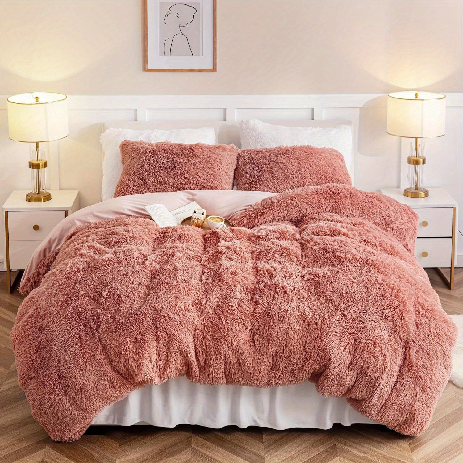 plush shaggy duvet cover set 1 fur fuzzy comforter Temu
