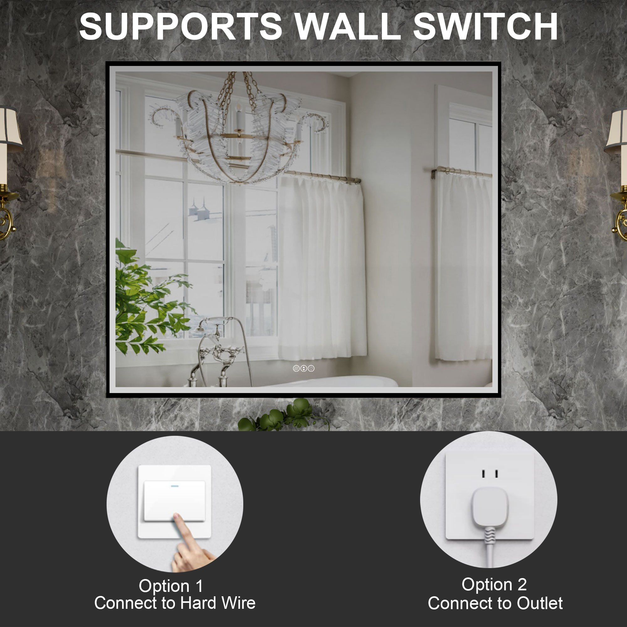 36x36 Led Bathroom Mirror Frame Dimmable Wall - Temu