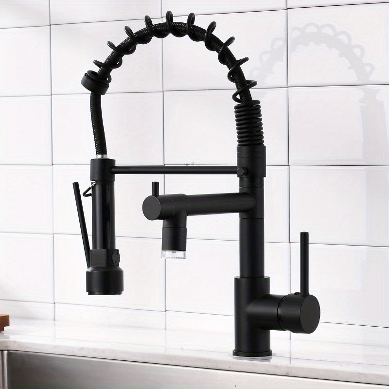 Led Commercial Kitchen Faucet Pull Sprayer Single Handle - Temu