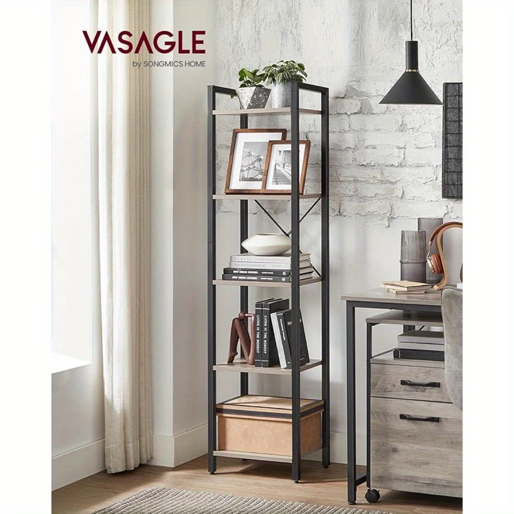 5 tier Tall Bookshelf Narrow Bookcase Skinny - Temu