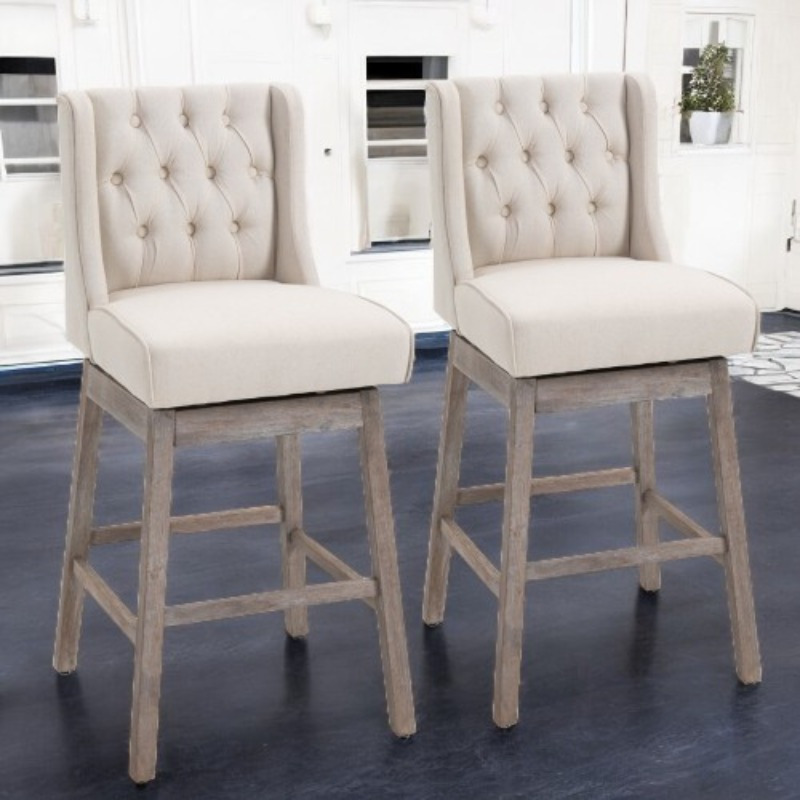 bar height bar stools. seat 180 degree swivel. beige solid - Temu