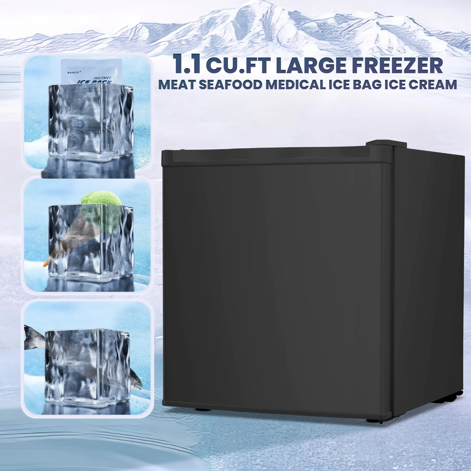 1.1 Cu.ft Upright Freezer Single Door Compact Upright - Temu