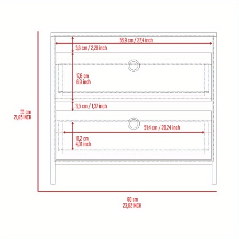 "black Nightstand High Two Drawers Premium Handle" - Temu