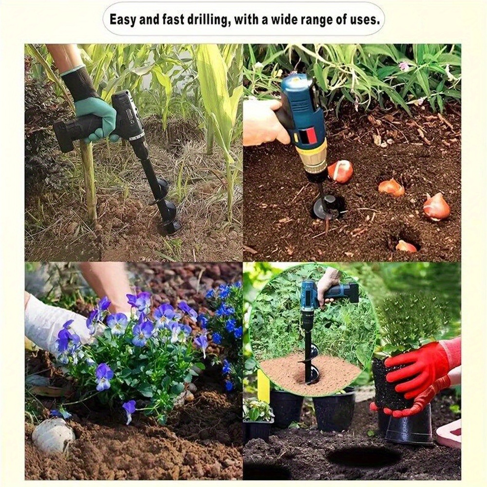 Auger Spiral Drill Bit Post Hole Digger Tool Garden Planting - Temu ...