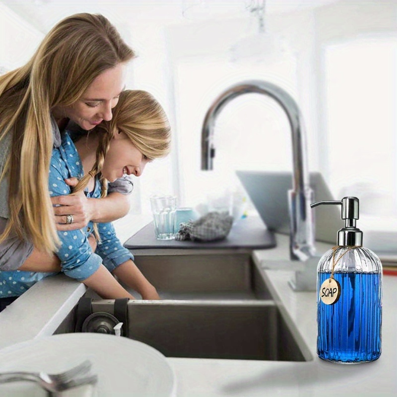 elegant ribbed glass soap dispenser stainless Temu United Kingdom