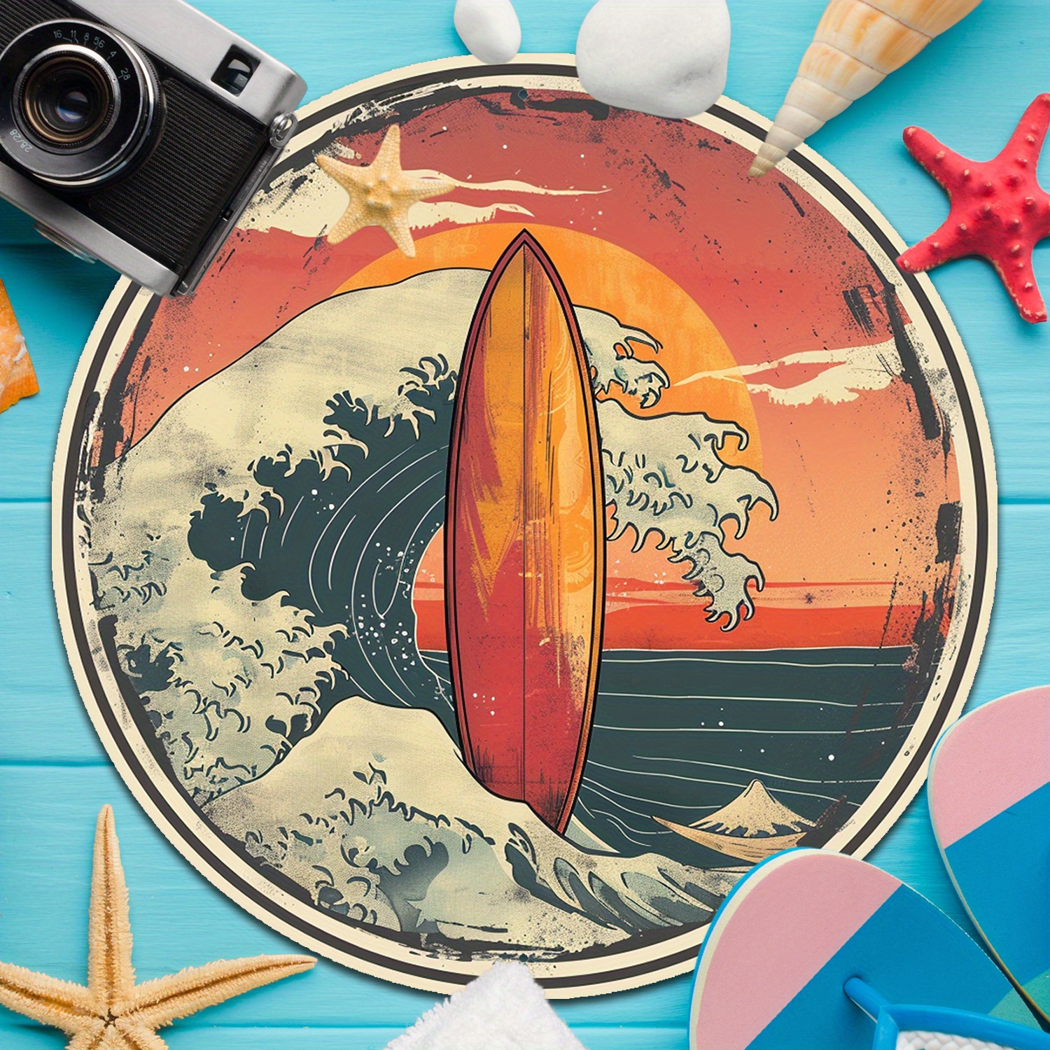 Aluminum Surfing Wave Art Set Beach Scene Tin Signs Hanging - Temu