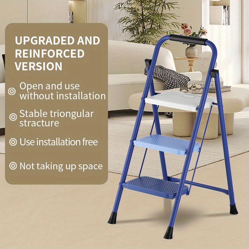 Step Ladder 3 Rungs Folding Ladder Handrails . Non - Temu