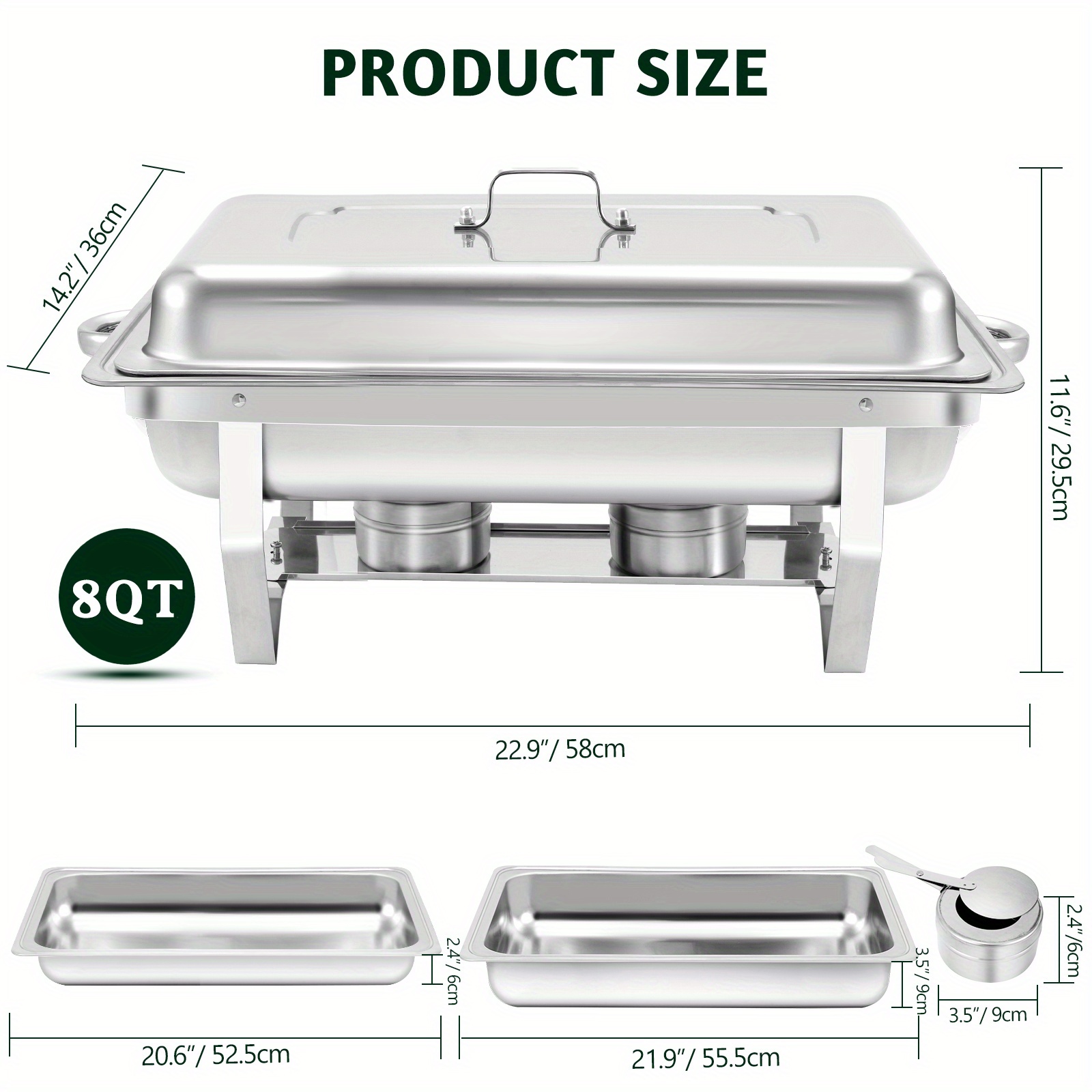 8 Pack Chafing Dish Buffet Set Stainless Steel Food Warmer Kit With ...