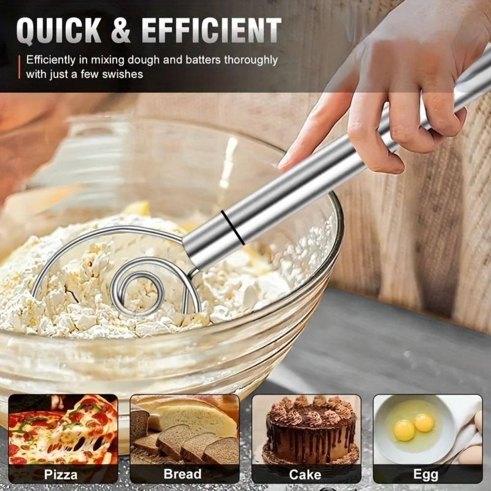 Stainless Steel Dough Mixer Whisk Handheld Double Hole Design For Quick ...