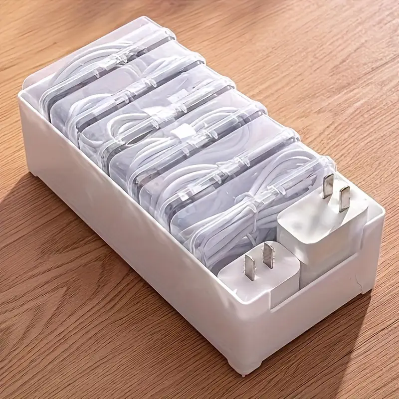 Pvc 데스크탑 충전 케이블 정리함 코드 관리 및 데이터 저장 기능 포함 휴대폰 충전기 코드 와인더 멀티팩 Temu