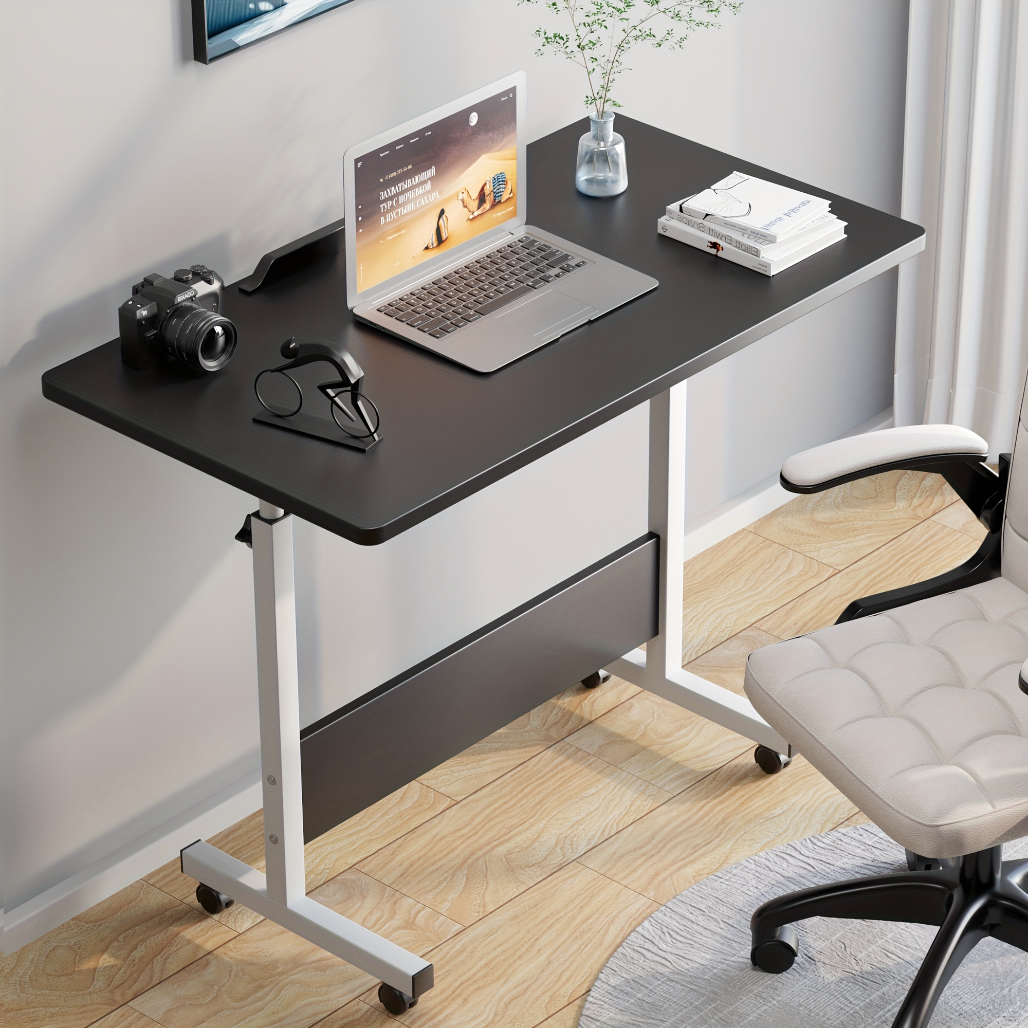 Adjustable height rolling desk store