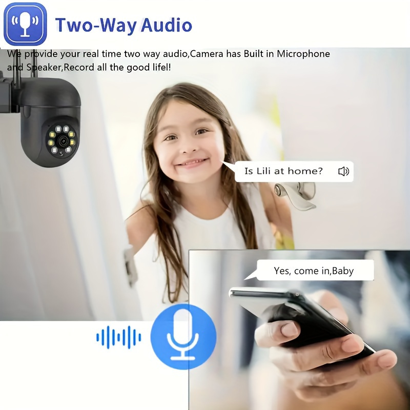 1080p Hd Wifi Security Camera 355° Viewing Color Night - Temu