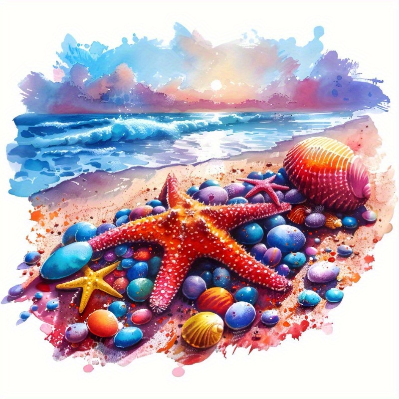 Beach Scene Polyester Iron Transfer Mixed Color Glitter Heat - Temu