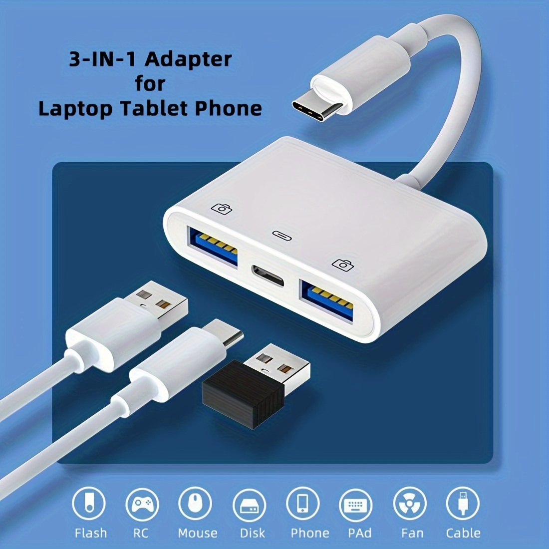 3 in 1 Dual Usb 3.0 Pd Fast Charging Otg - Temu United