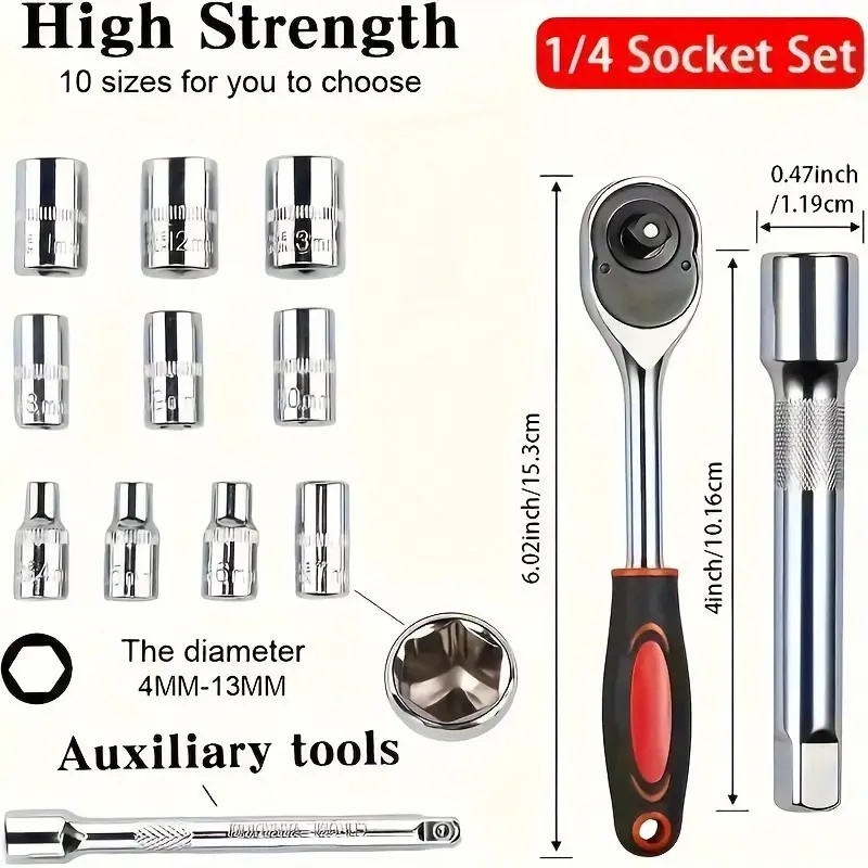 Ratchet Wrench Socket Set Quick Release Handle Metric - Temu