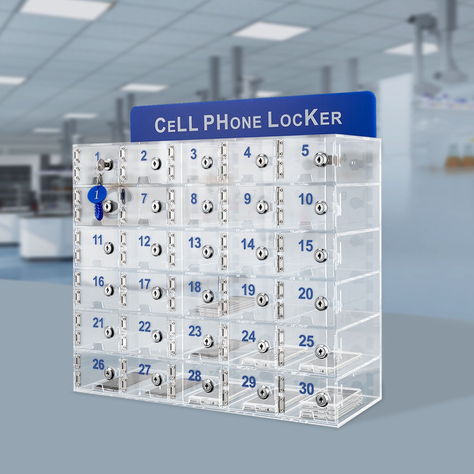 30 slots cell phone lock box wall mounted clear acrylic cell - Temu
