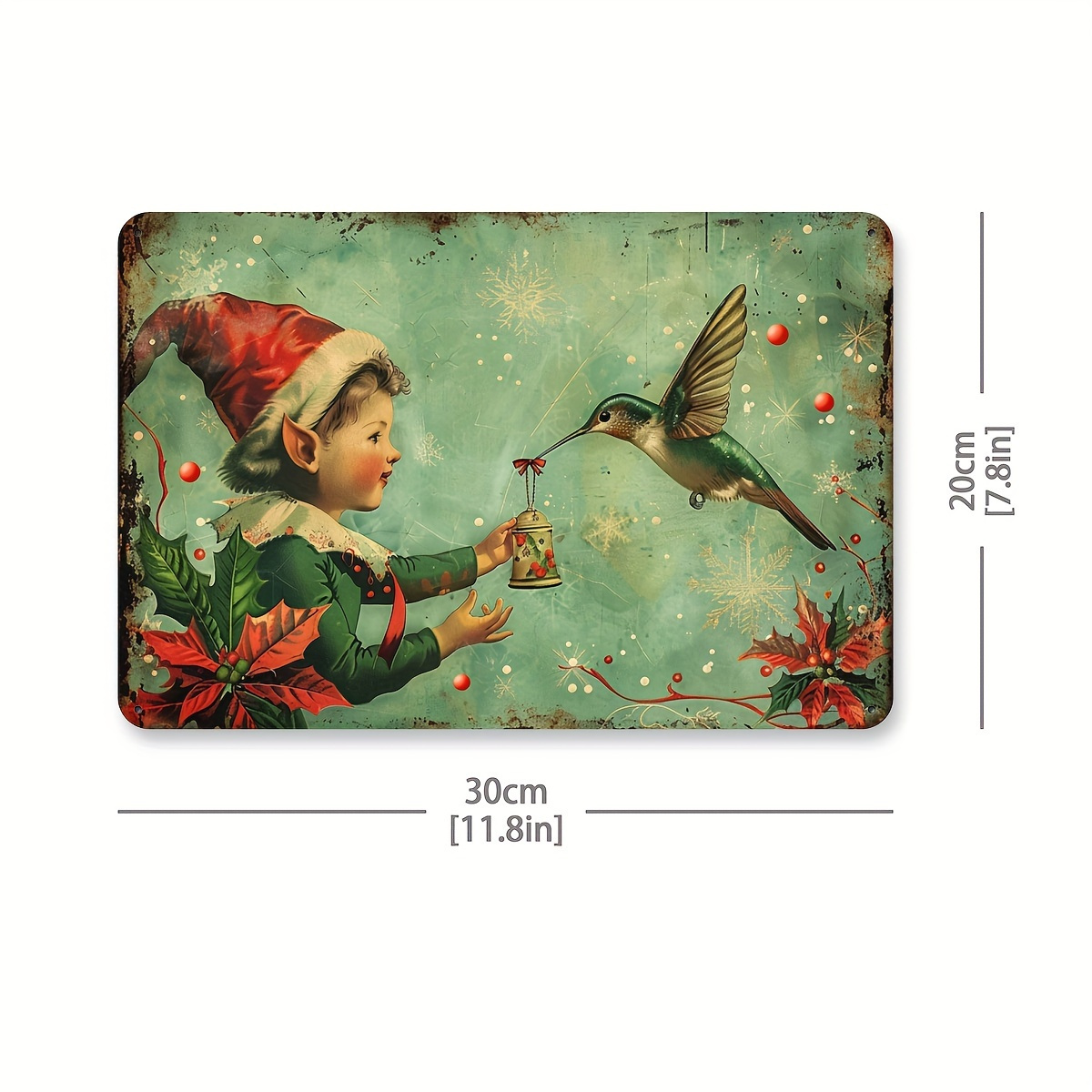 Vintage Christmas Elf Hummingbird Metal Tin Iron - Temu