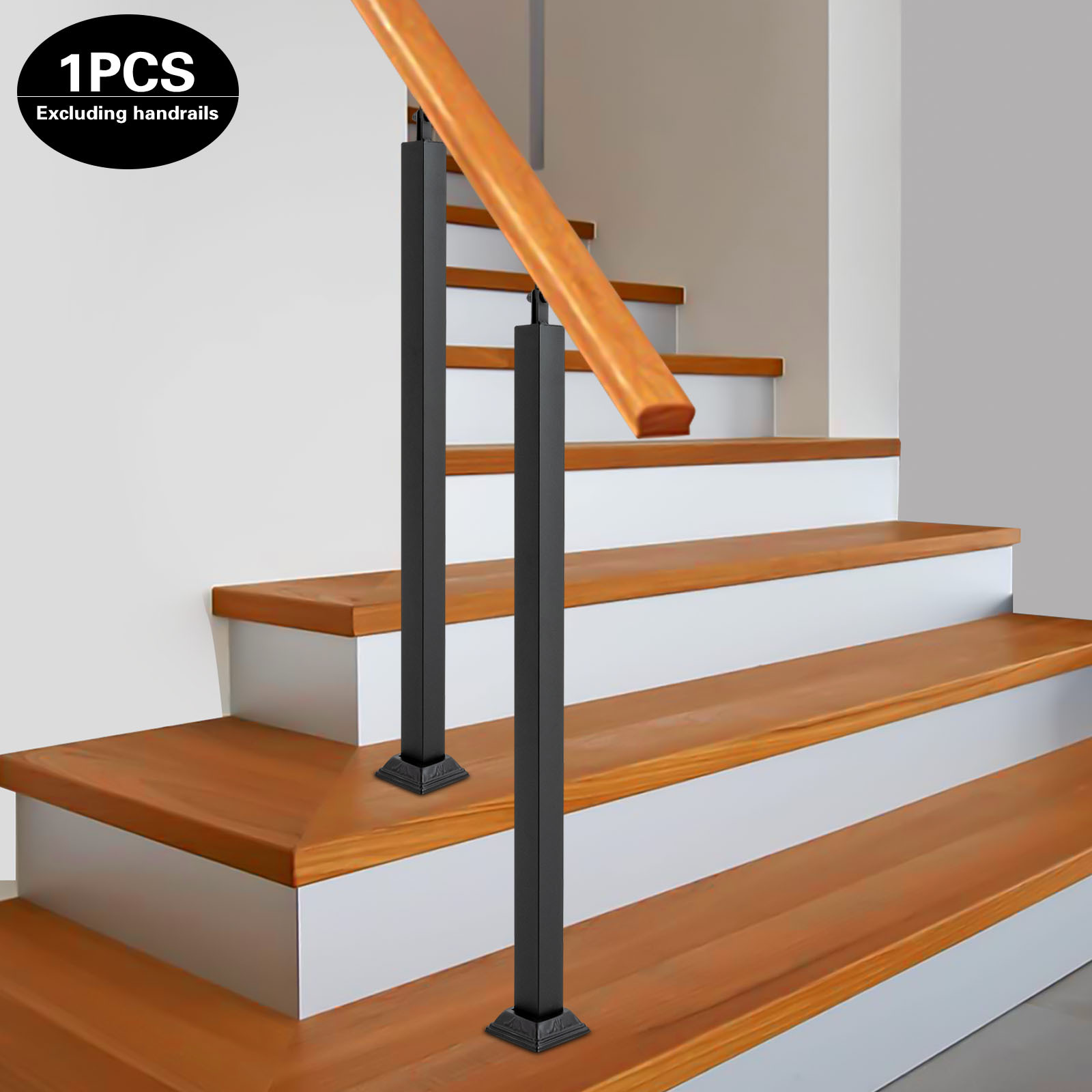 Stair Balusters Post Indoor Staircase Handrail Kit Black - Temu
