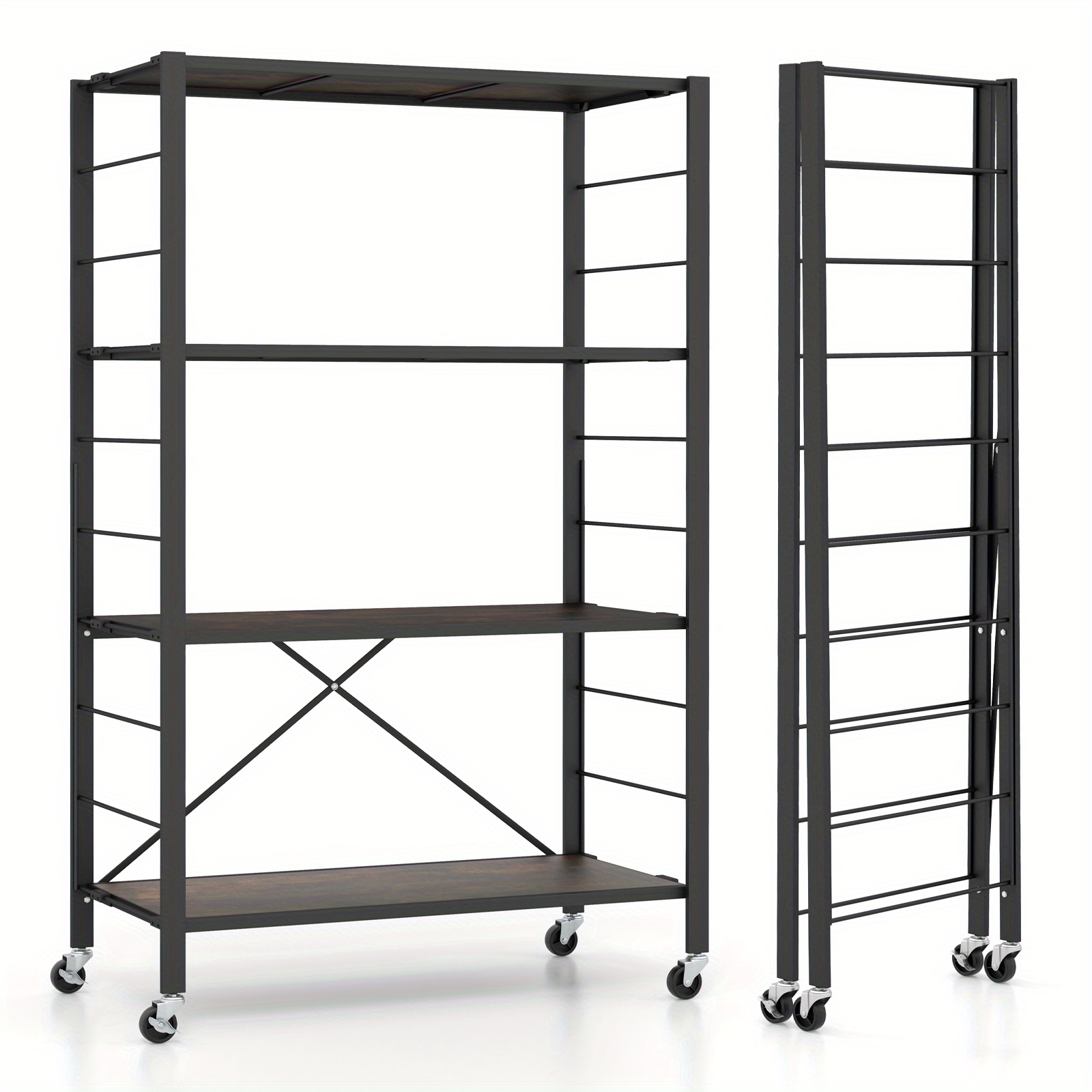 4 tier foldable storage shelf adjustable shelf w Temu