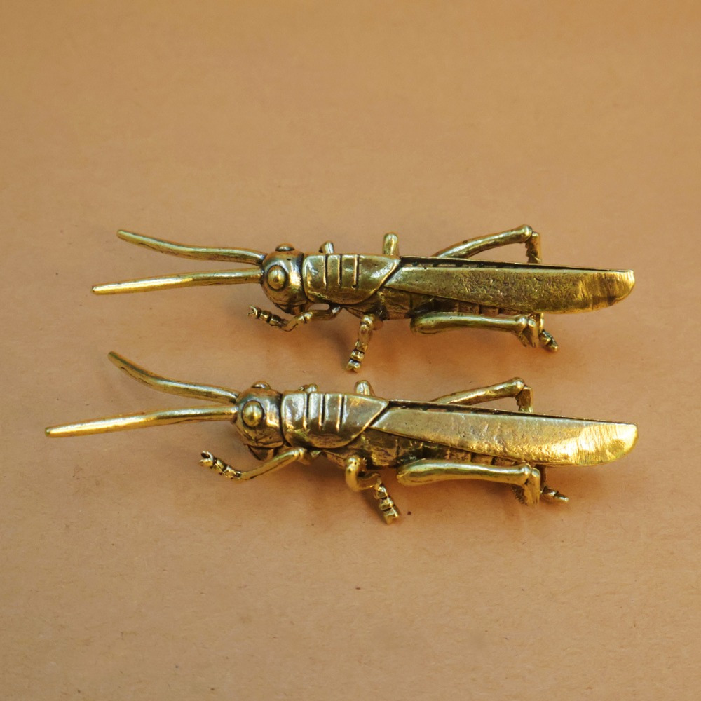 vintage brass grasshopper figurine handcrafted metal tea pet - Temu