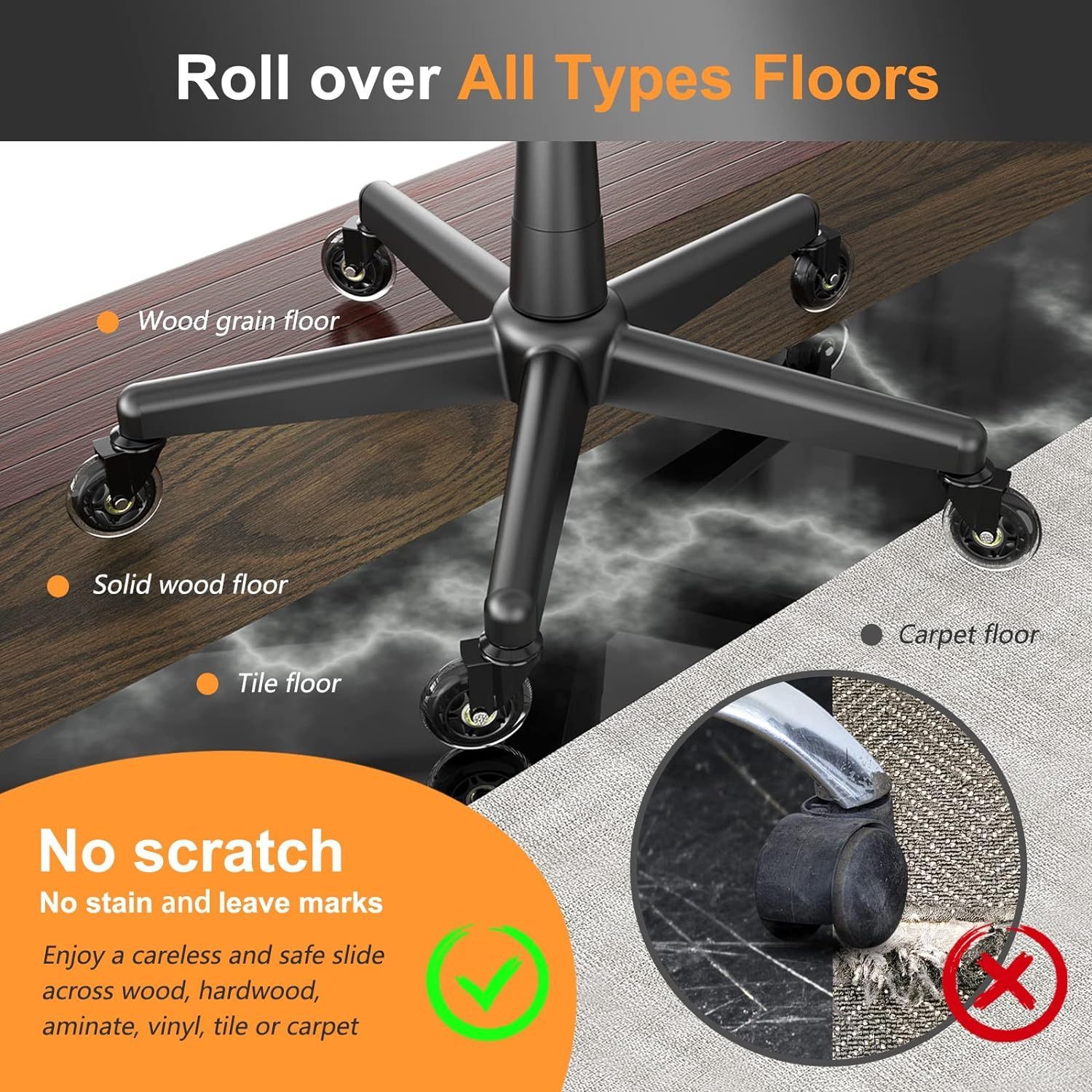 heavy duty office chair caster wheels safe floors including - Temu Canada